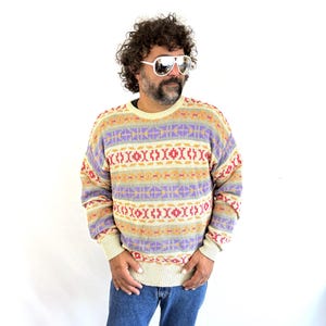 Vintage 1990s 90s Knit Geometric Southwest Cotton Linen Sweater - Etsy