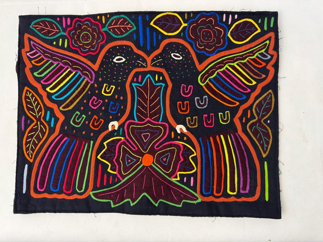 Vintage Ethnic Hand Quilted Geometric Embroidered Mola Wall Hanging ...