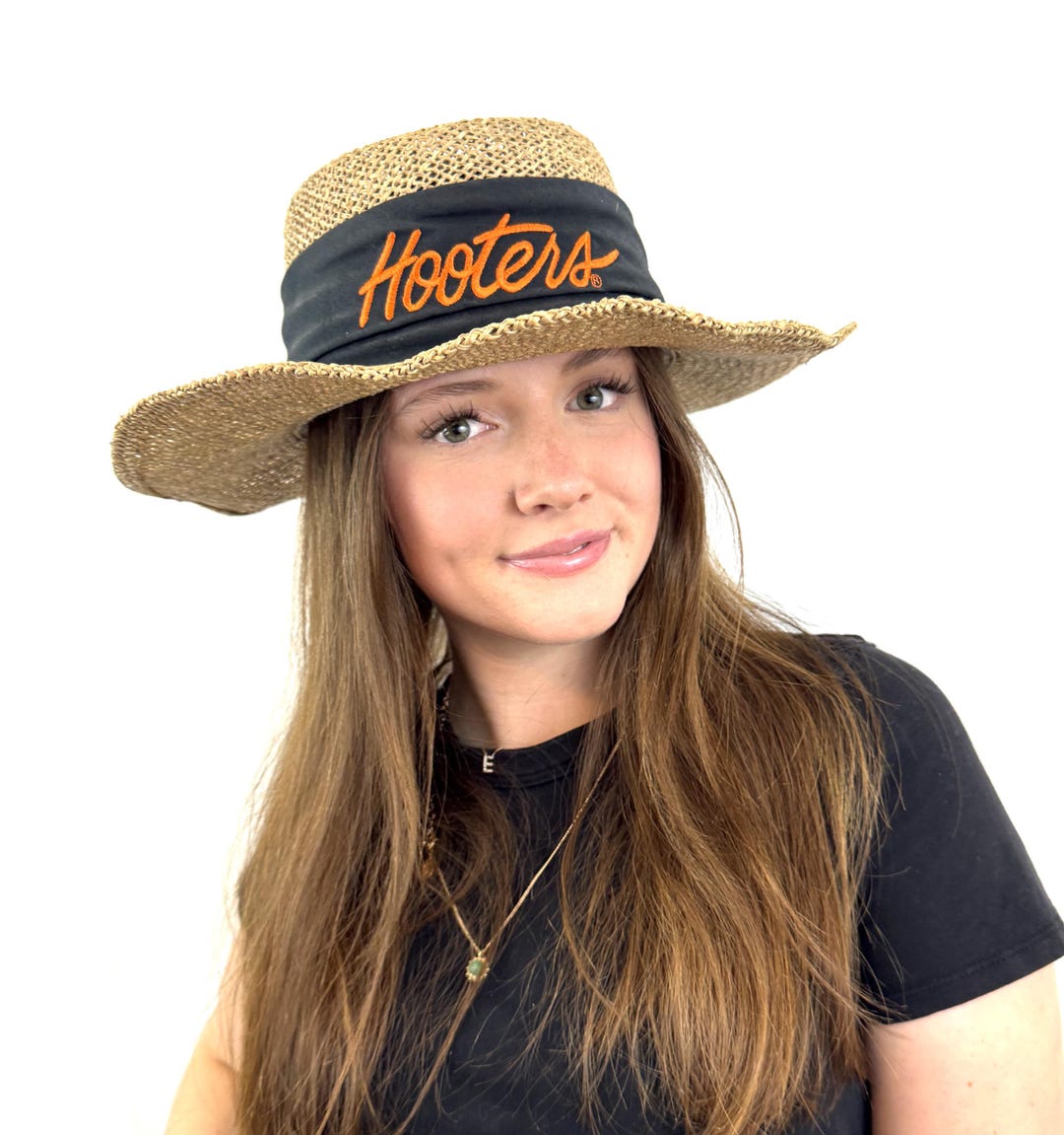 Vintage 90s Hooters Straw Sun Wide Brim Party Hat - Etsy