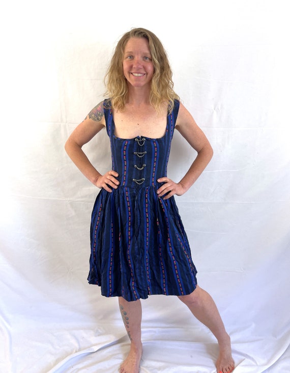 Vintage 1960s 60s Pretty Embroidered Dirndl Dress - Gem