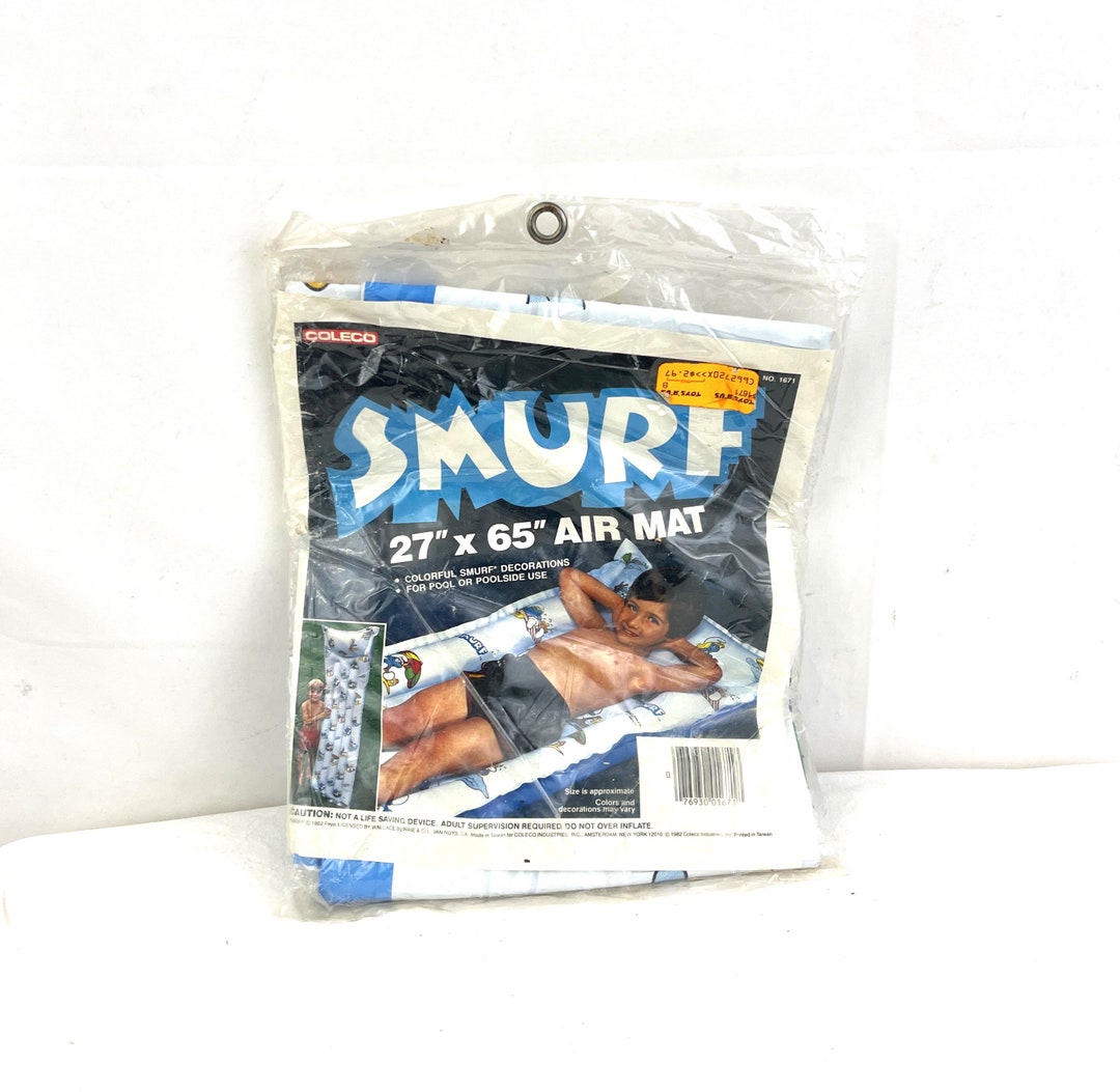 Vintage the Smurfs 1980s 80s 1982 Air Mat Blow up Matress Pool Float ...