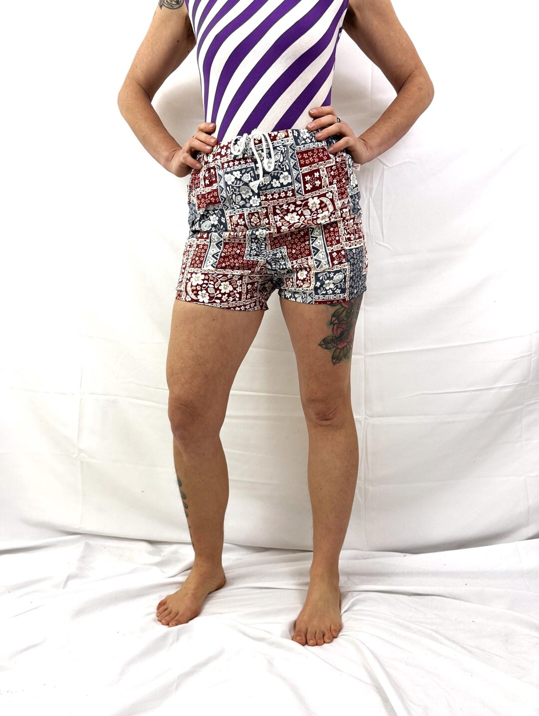 Vintage 1970s 70s Floral Patterned Jantzen Swim Trunks Shorts - Size 34 ...