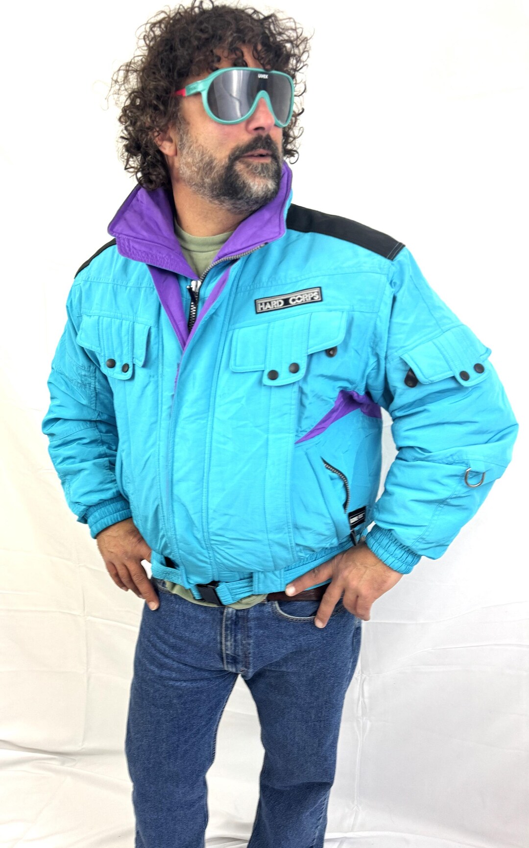 Vintage 80s 1980s Blue Teal Purple Puffy Ski Winter Gore-tex Jacket ...