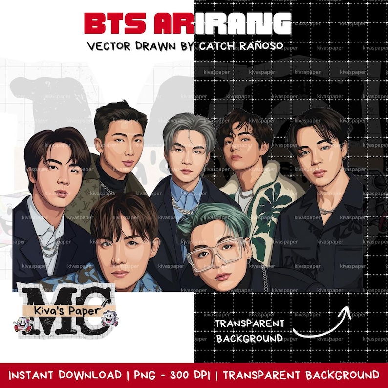 BTS Arirang Version Digital Drawn by Kiva's Paper - PNG 300 DPI - Etsy UK