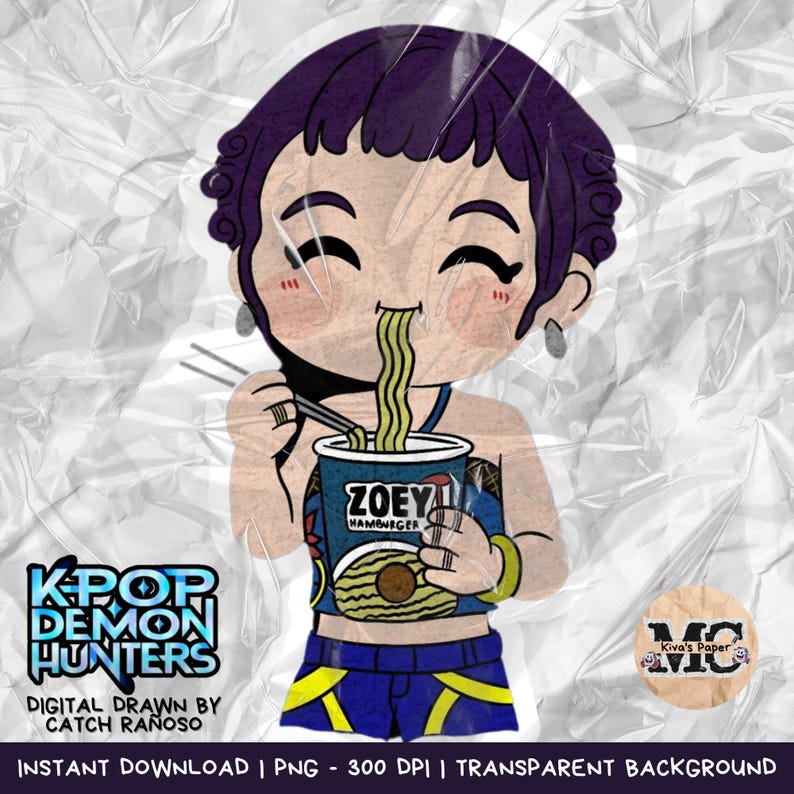 ZOEY Eating Ramen Digital Drawn by Kiva's Paper - PNG 300 DPI - Etsy