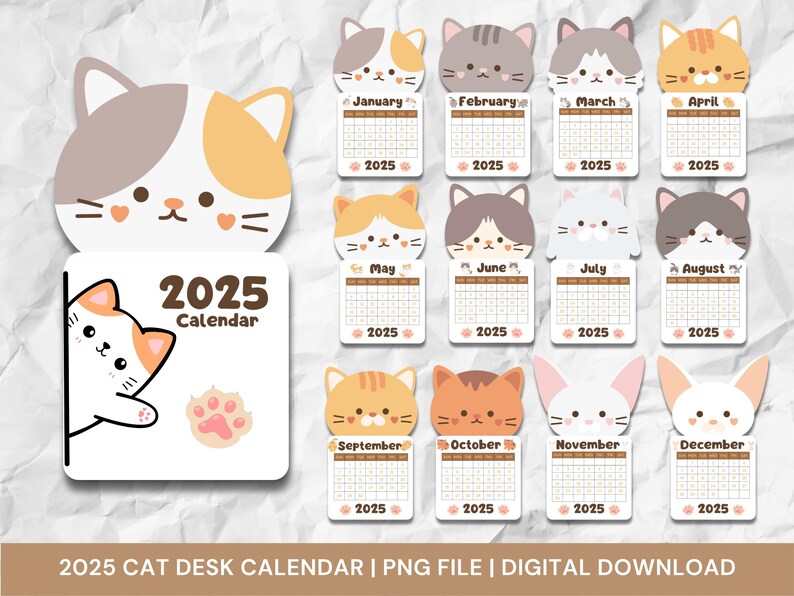 2025 CAT DESK CALENDAR - Etsy