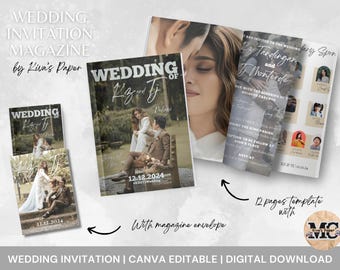 Magazine Wedding Invitation | Canva Printable Editable Template ...