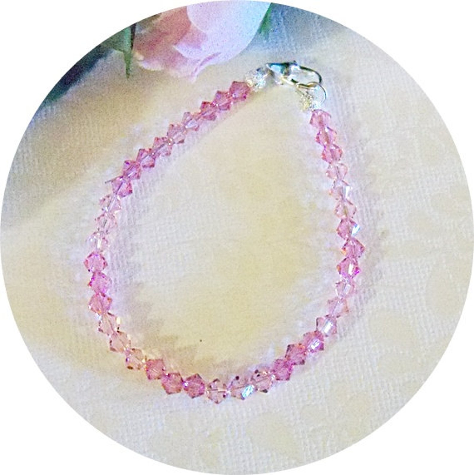Pink Bracelet Pink Crystal Bracelet Minimalist Bracelet - Etsy