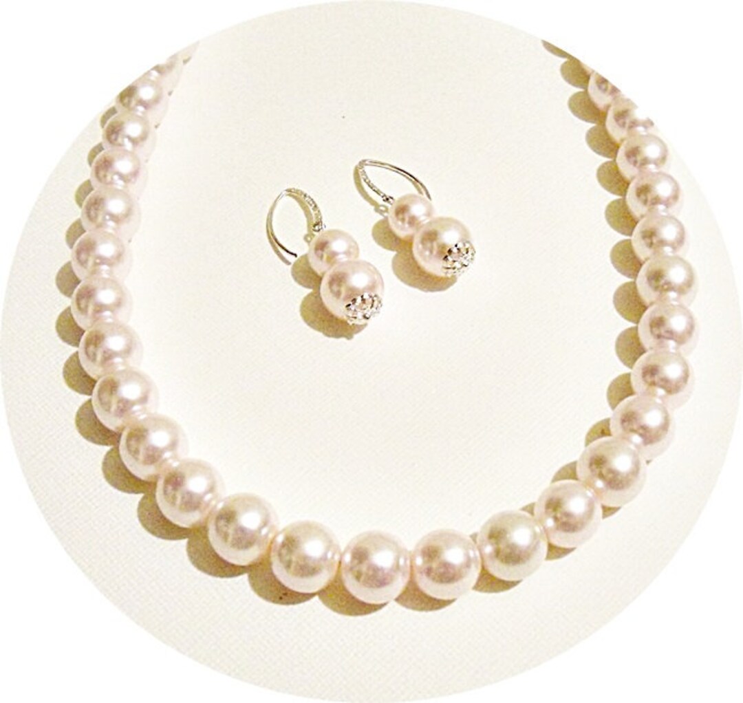 Pink Pearl Jewelry Set, Mother of the Bride Jewelry, Pink Wedding, Pink ...