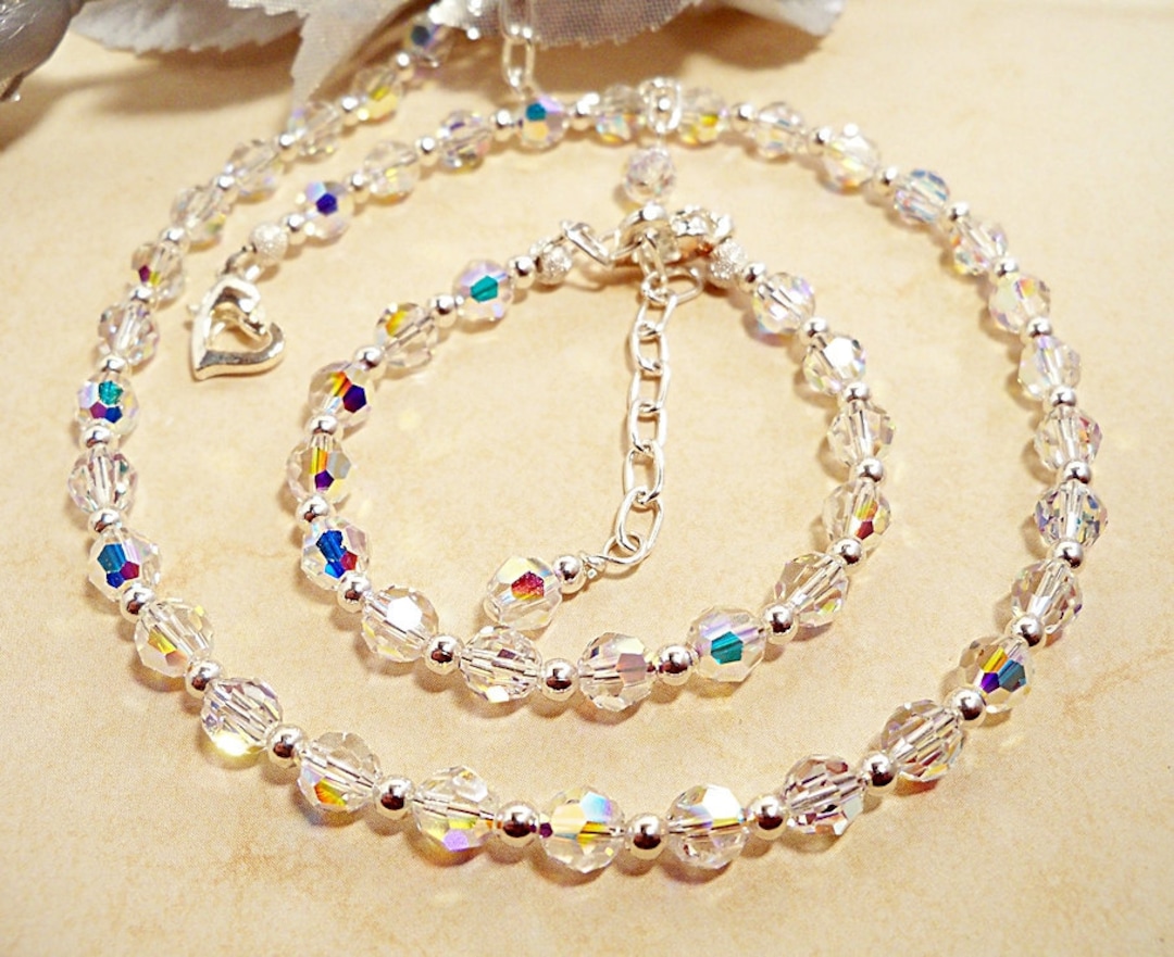 Girls Crystal Jewelry, Necklace and Bracelet, Flower Girl Jewelry Set ...