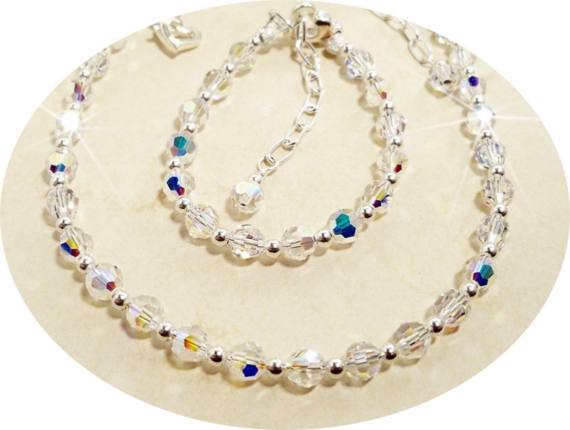 Girls Crystal Jewelry, Necklace and Bracelet, Flower Girl Jewelry Set ...