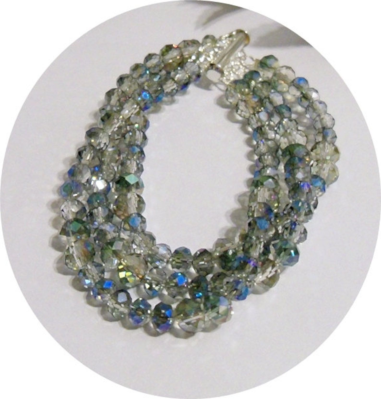 3 Strand Bracelet, Blue Gray Bracelet, Gray Blue Bracelet, Multi Strand ...