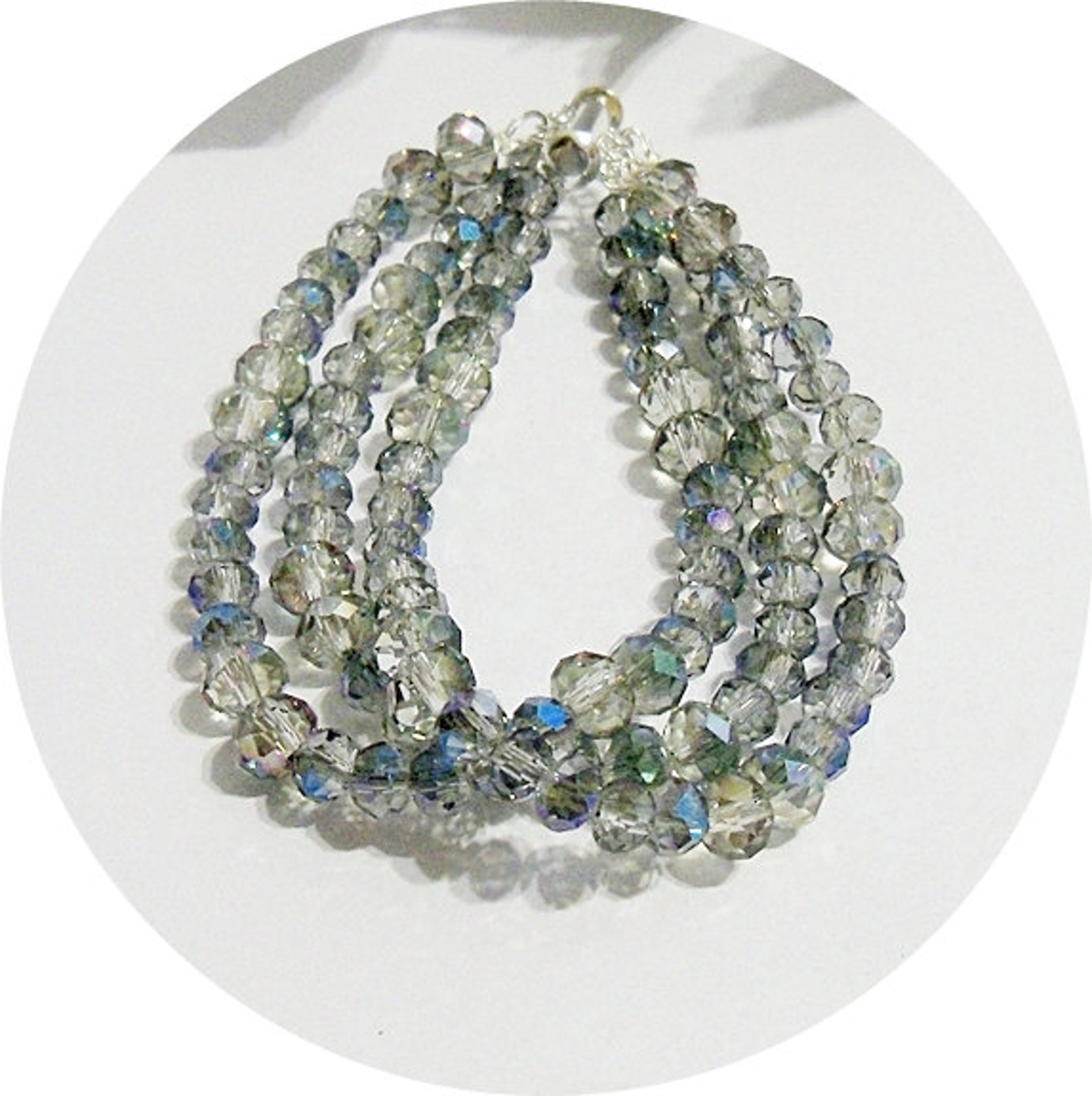 3 Strand Bracelet, Blue Gray Bracelet, Gray Blue Bracelet, Multi Strand ...