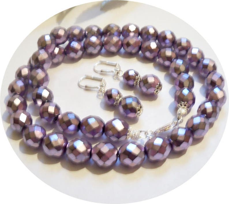 Purple Jewelry Set, Purple Necklace, Purple Earrings, Lilac Jewelry ...