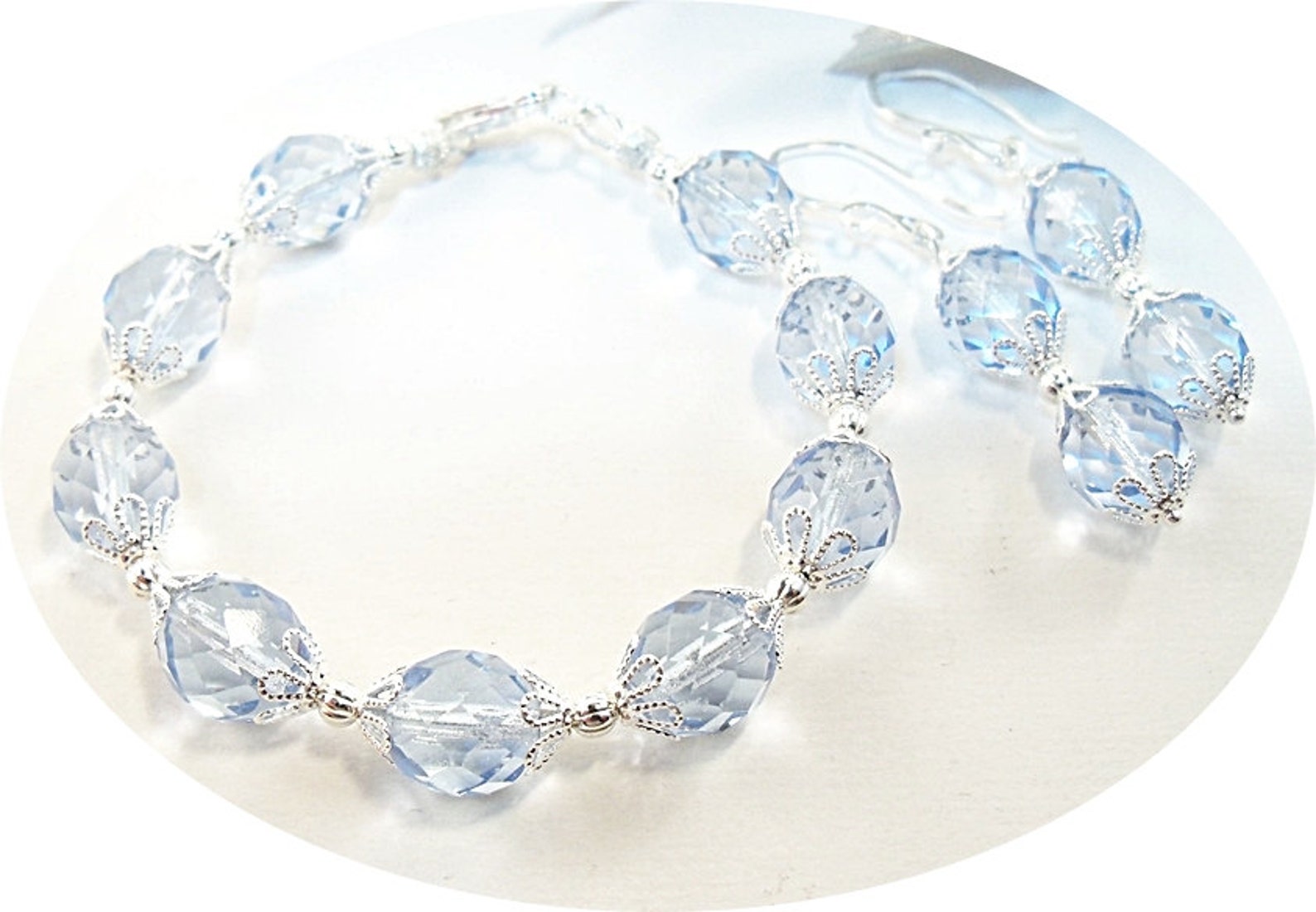 Ice Blue Jewelry, Pale Blue, Bracelet and Earrings, Bridesmaid Jewelry ...