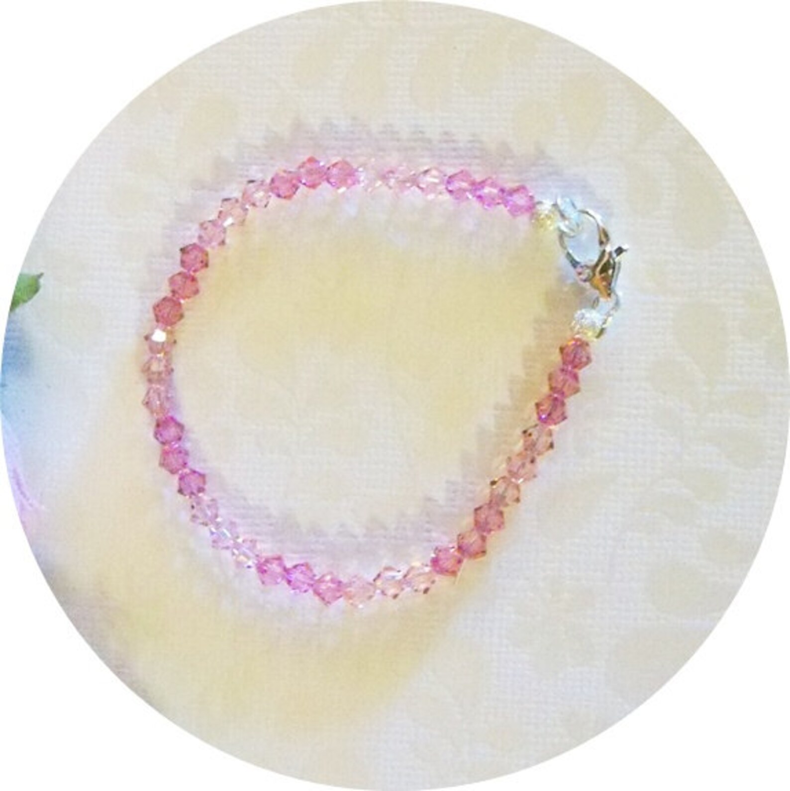 Pink Bracelet Pink Crystal Bracelet Minimalist Bracelet - Etsy