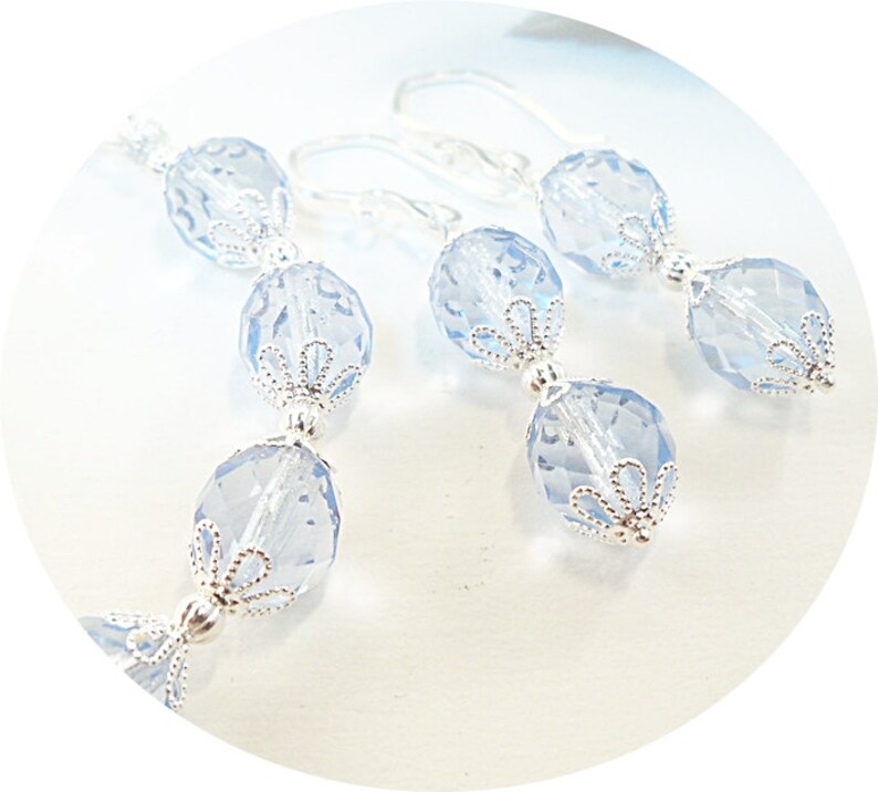 Ice Blue Jewelry, Pale Blue, Bracelet and Earrings, Bridesmaid Jewelry ...