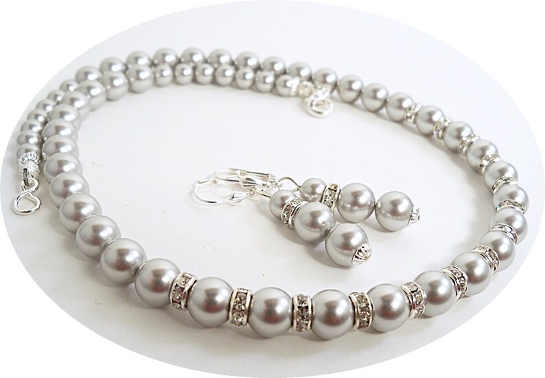 Gray Jewelry Bridal Jewelry Necklace and Earrings - Etsy