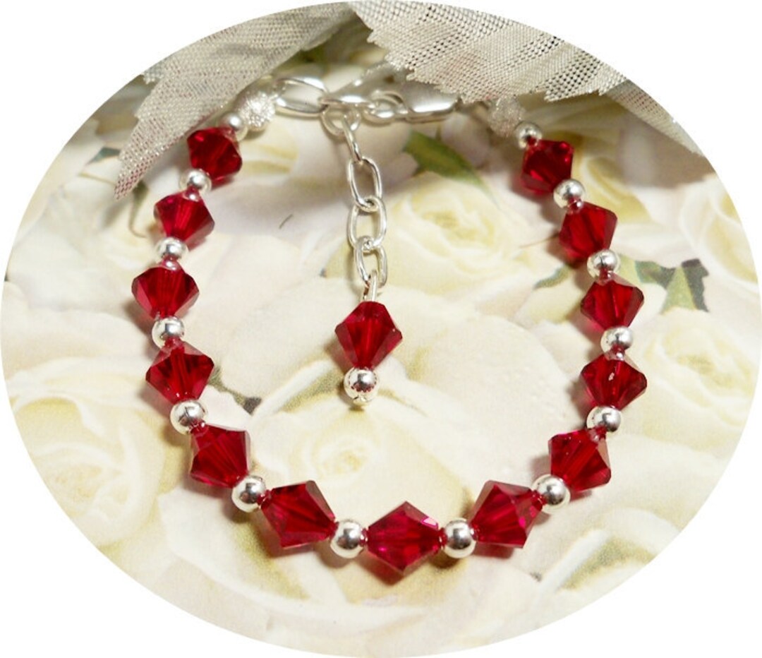 Red Bracelet, Flower Girl Bracelet, Pageant Jewelry, Toddler Jewelry ...