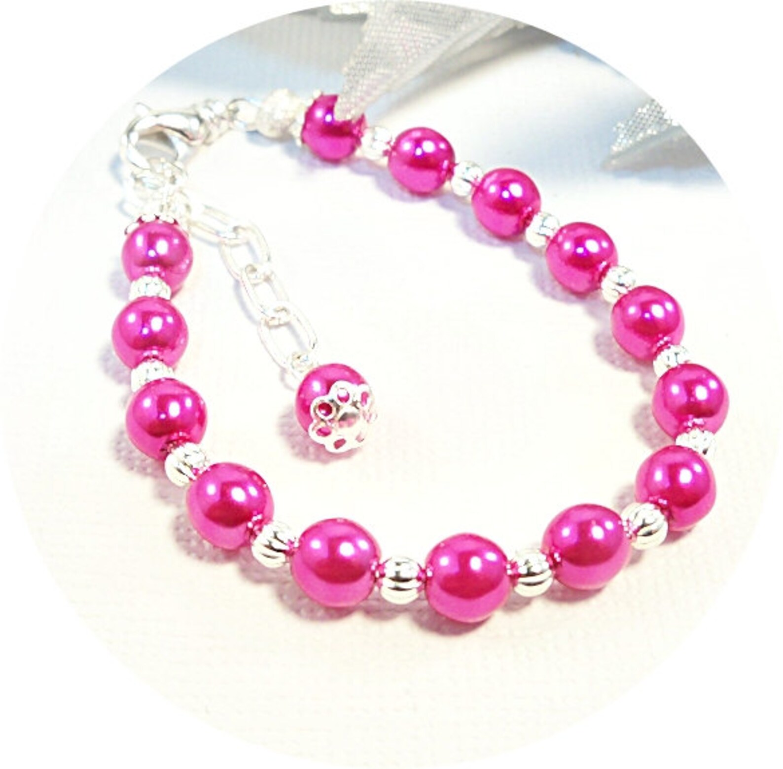 Bracelet Pink Pink Bracelet Kids Bracelet Toddler - Etsy