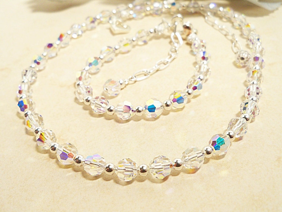 Girls Crystal Jewelry, Necklace and Bracelet, Flower Girl Jewelry Set ...