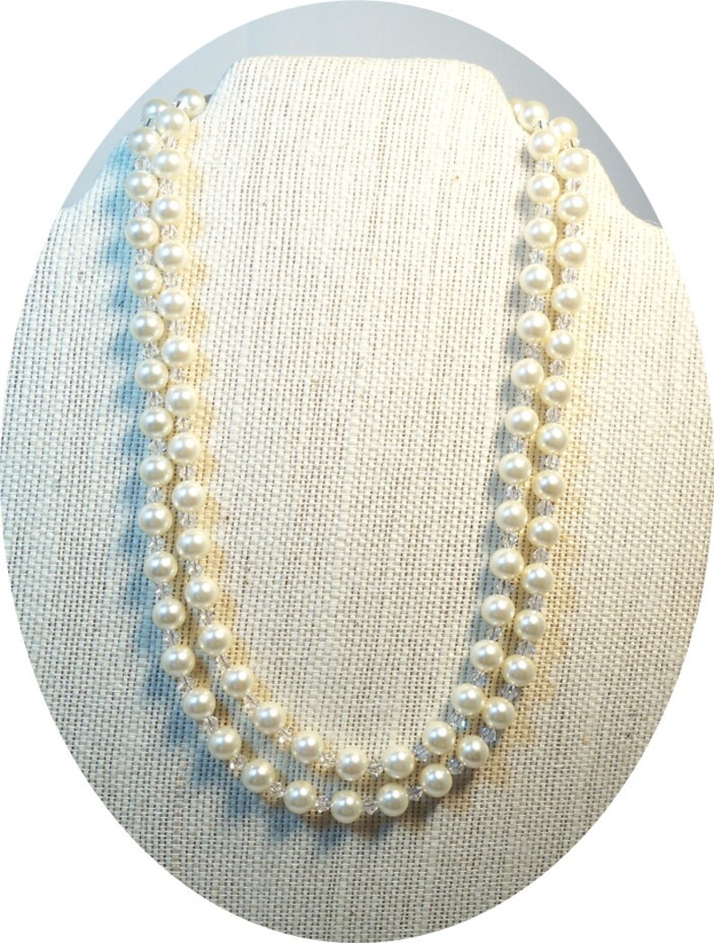 Pearl Necklace, Double Strand Pearl Necklace, 2 Strand, Wedding Pearls ...