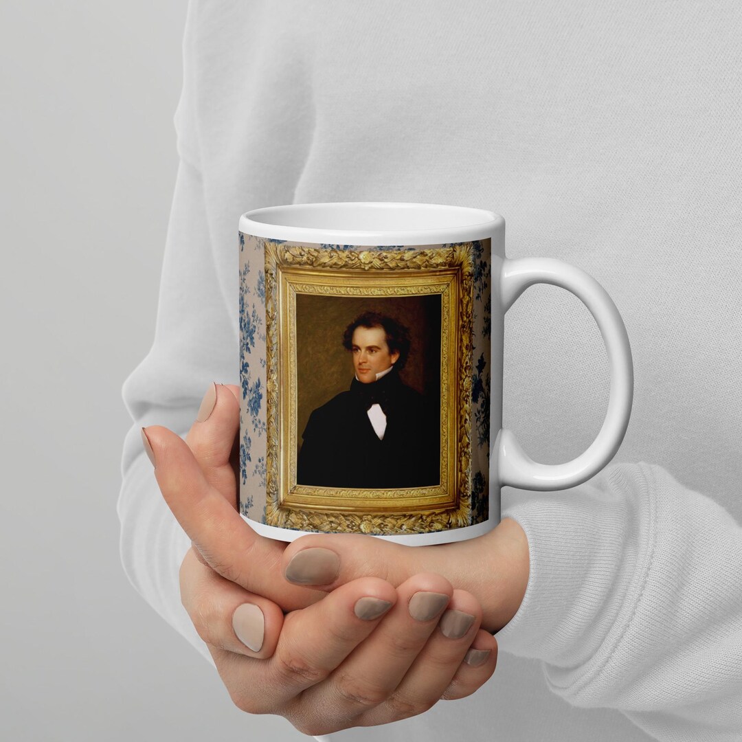 Nathaniel Hawthorne White Glossy Mug - Twall Pattern - Etsy