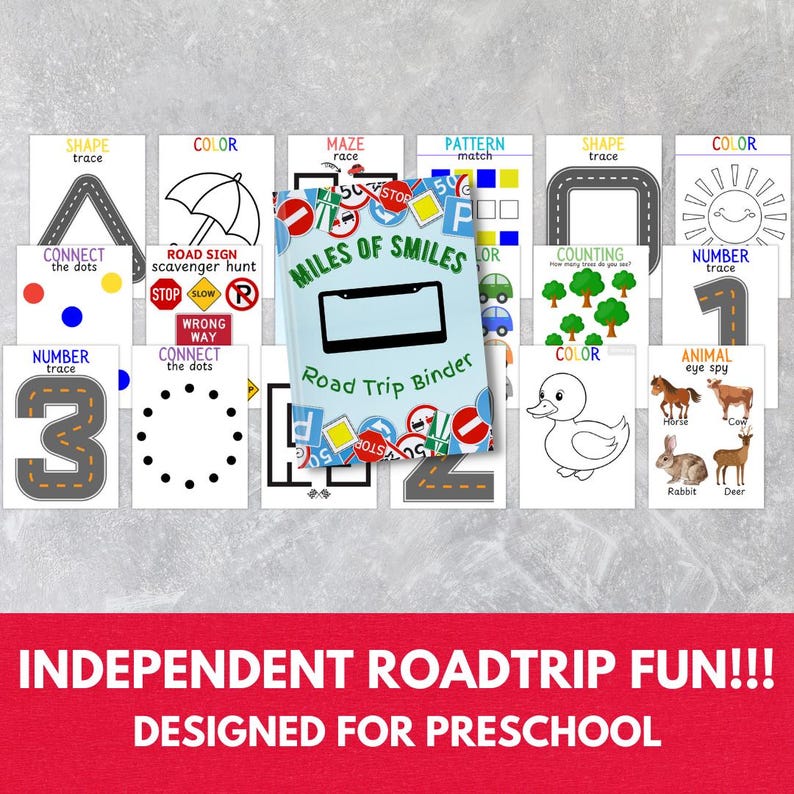 Preschool Roadtrip Binder, Road Trip Printable, Pre-k Activity Pack ...