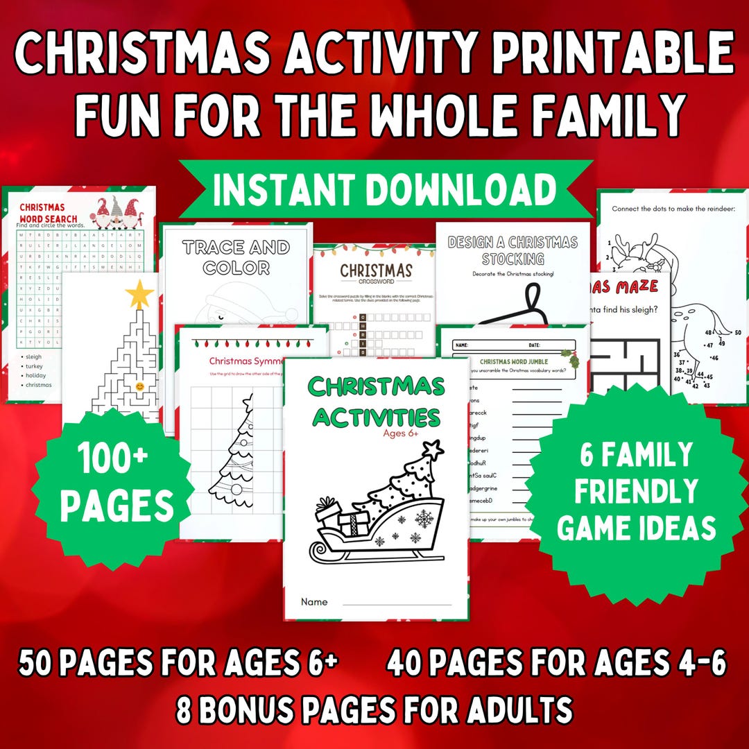 Printable Christmas Activity Bundle, X-mas Activity, Xmas Coloring Book ...