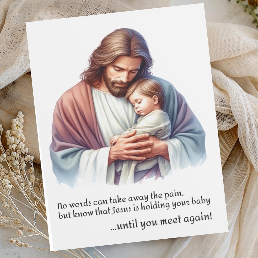 Pregnancy Loss Sympathy Card: Jesus Holding Baby, Christian Memorial ...