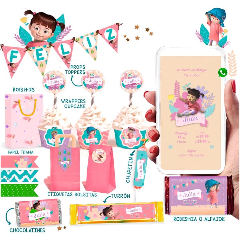 Kit Boo Monster Inc Imprimible Candy Bar birthday supplies - Etsy México