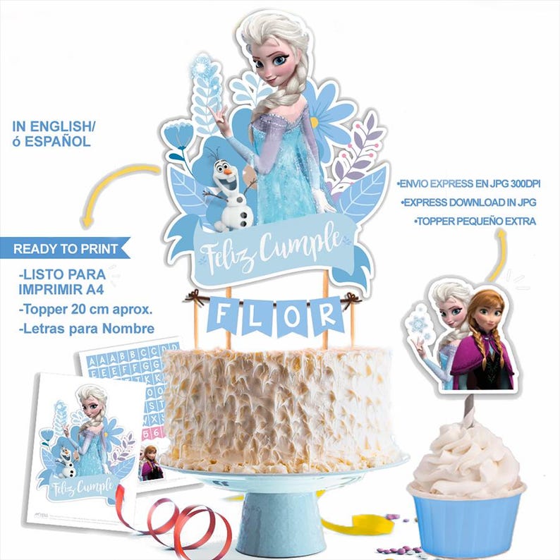 Printable Cake Topper Frozen Elsa Cake Topper - Etsy Canada