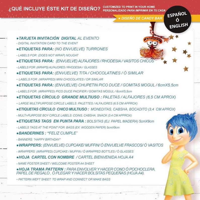 Inside Out Candy Bar Printable Kit Birthday Inside Out Birthday ...