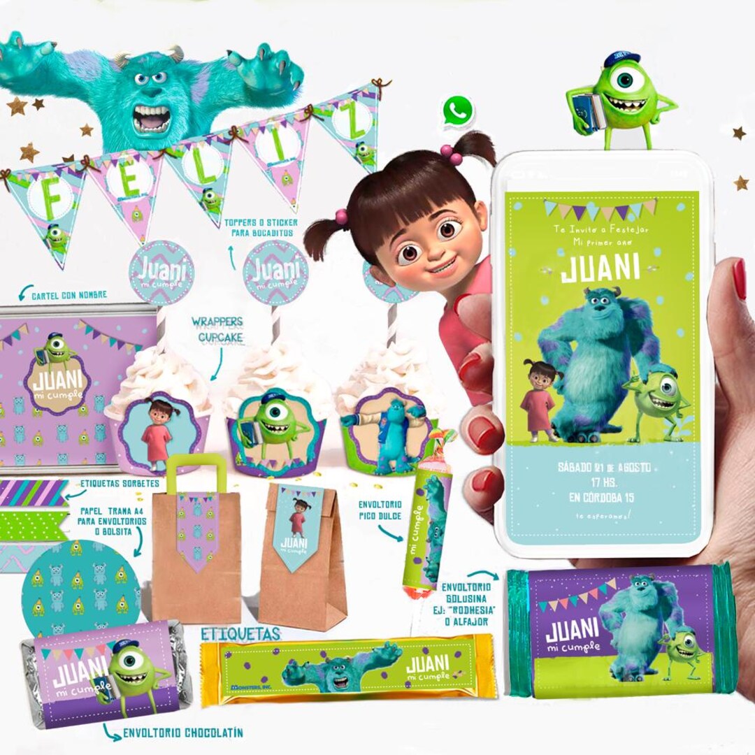 Monster Inc Candy Bar Printable Kit Birthday Supplies - Etsy
