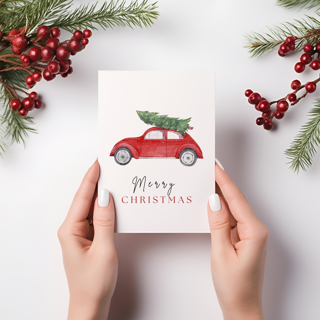 Printable Christmas Card Foldable Digital Holiday Greeting Card Instant ...