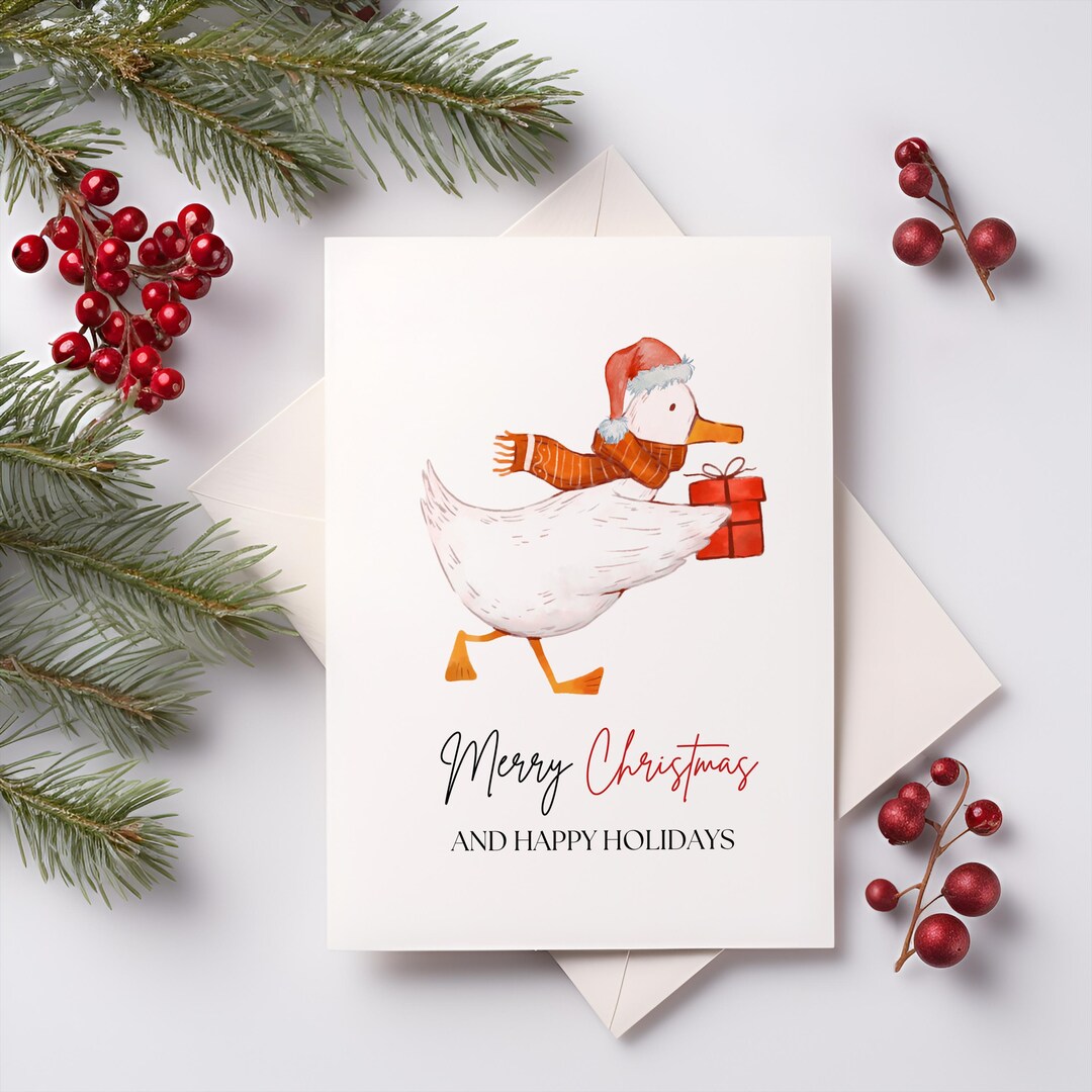 Printable Christmas Card Foldable Digital Holiday Greeting Card Instant ...