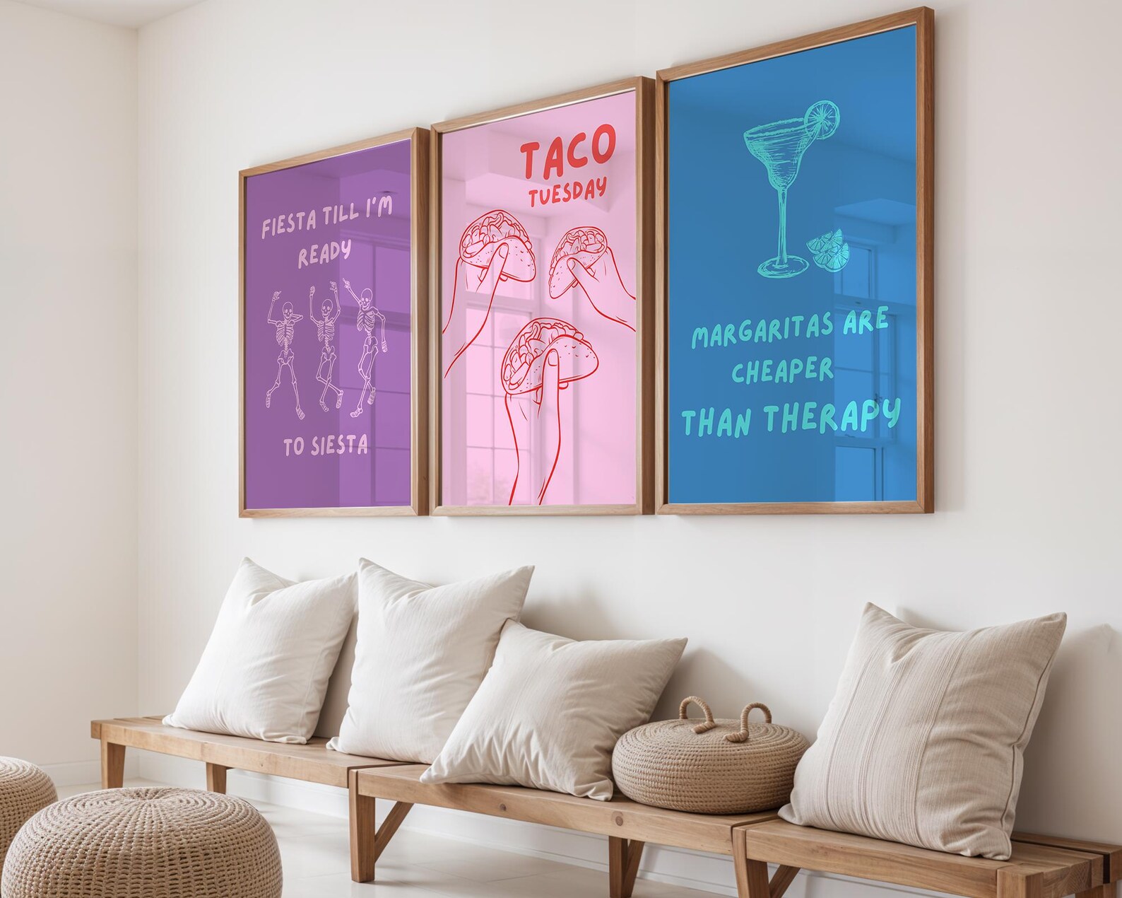 Set of 3 Mexican Prints | Digital Wall Art | Margarita Taco Tuesday ...