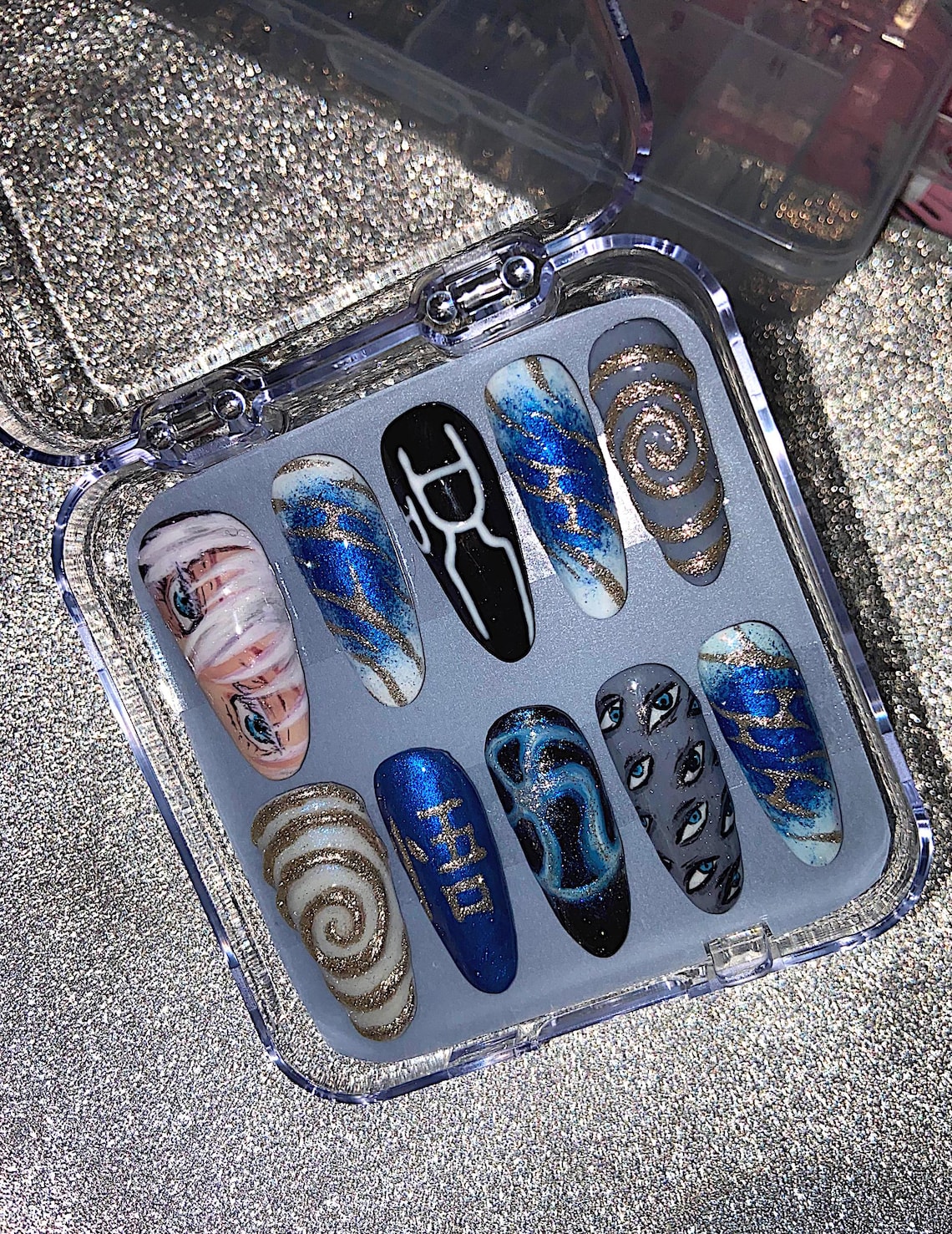 Gojo Satoru Inspired Press on Nails Anime Blue Custom JJK Jujutsu ...