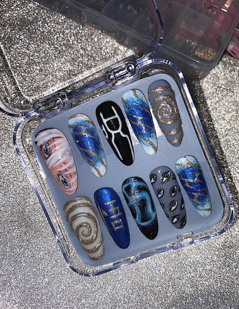 Gojo Satoru Inspired Press on Nails Anime Blue Custom JJK Jujutsu ...