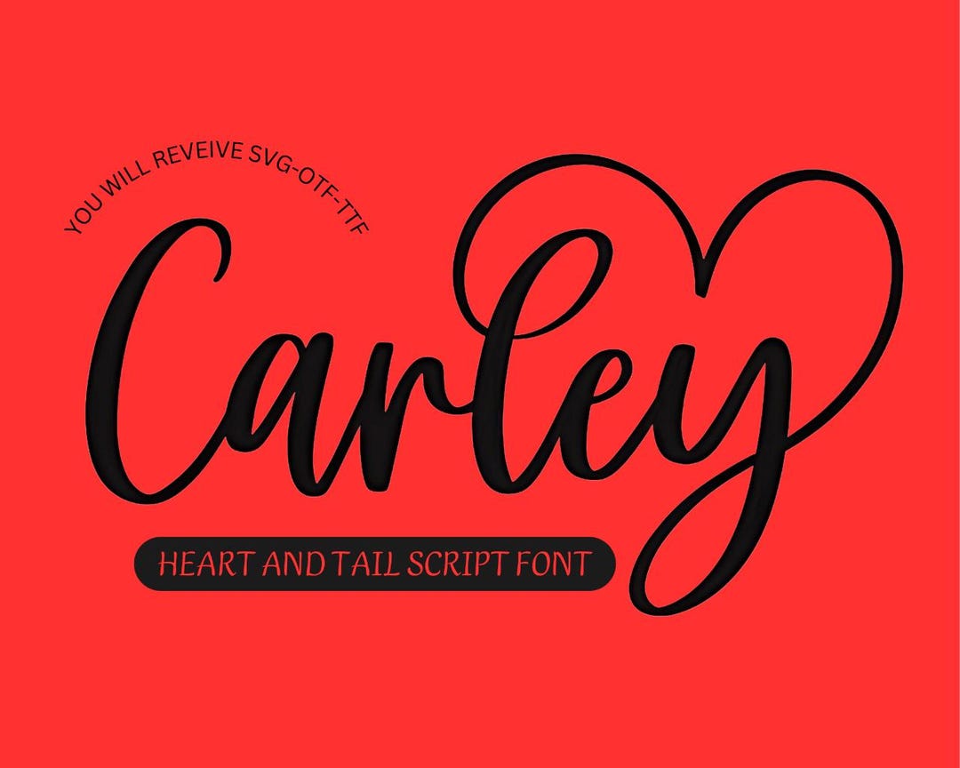 Script Font With Hearts and Swashes Wedding Font, Cursive Font for ...