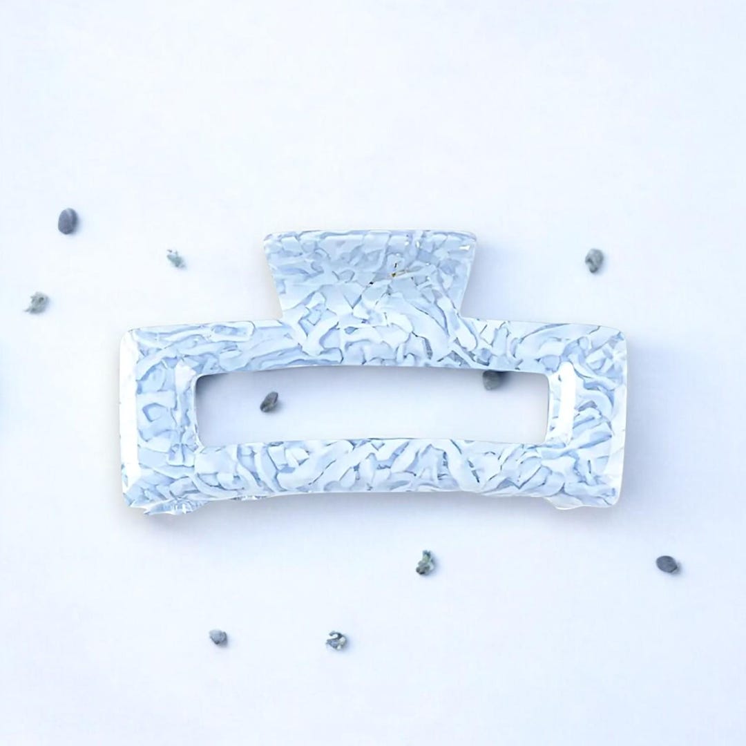 Frosted Blue Marble Claw Clip | Large Acetate Hair Clip for Thick or ...