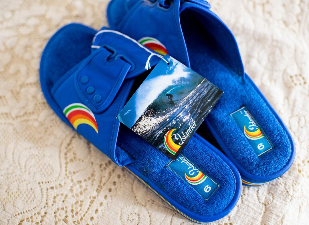 Vintage 70s 80s Rainbow Islander Sandals NOS Slides Beach Retro New W ...
