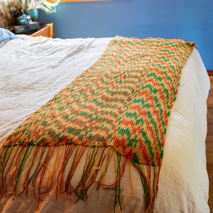 Vintage Fringed Crochet Afghan, Retro 70s Orange! 69x27, Lap Blanket ...