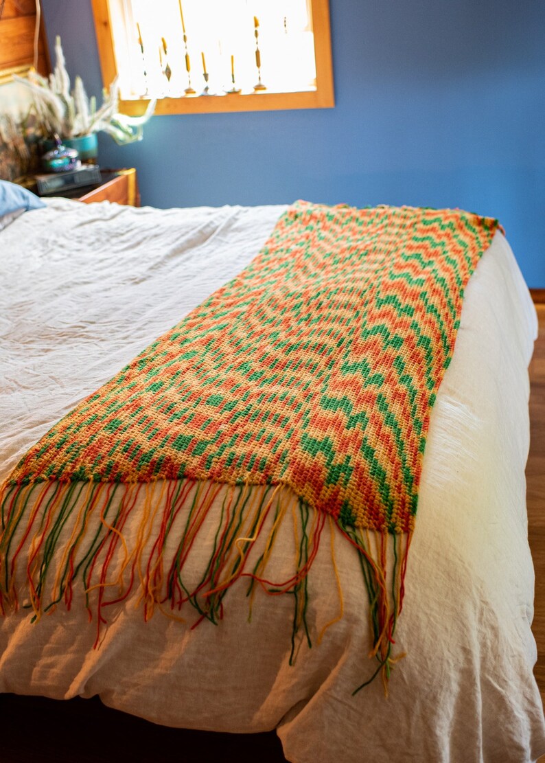 Vintage Fringed Crochet Afghan, Retro 70s Orange! 69x27, Lap Blanket ...