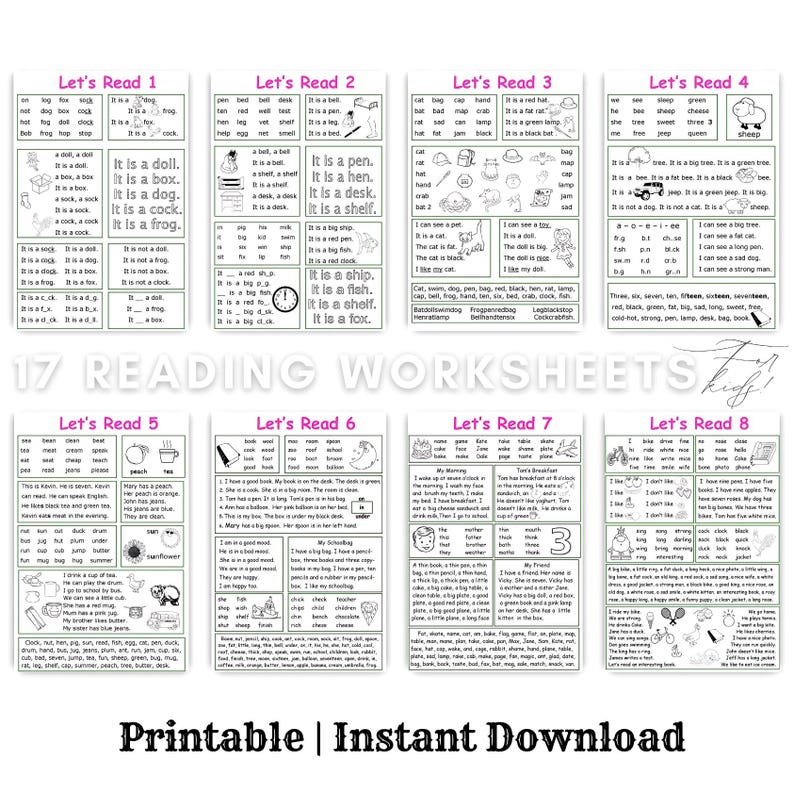17 Fun English Reading Worksheets for Kids | Printable Products ...