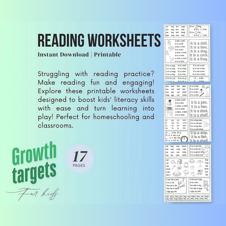 17 Fun English Reading Worksheets for Kids | Printable Products ...