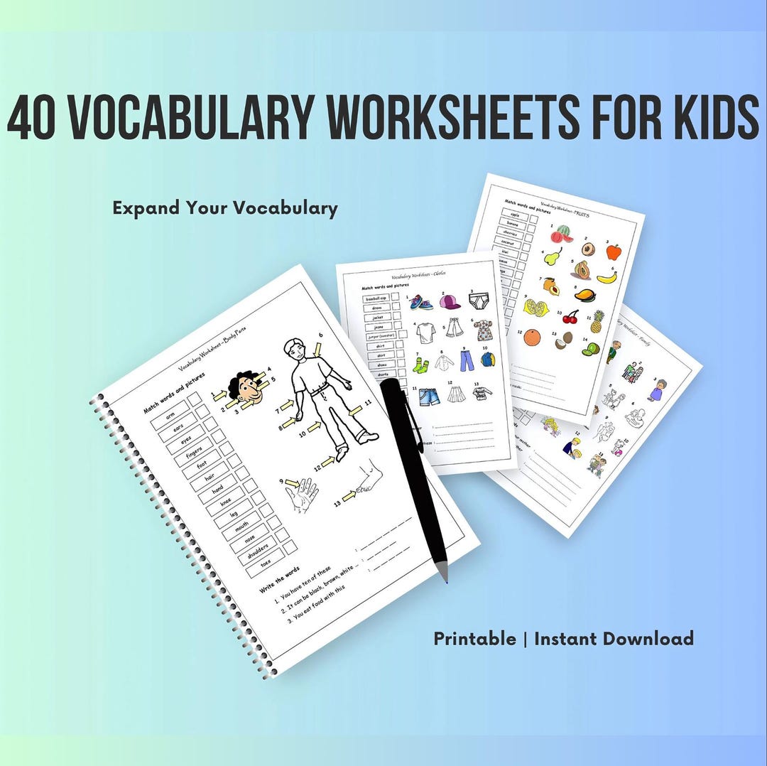 40 Fun English Vocabulary Worksheets for Kids | Printable Products ...