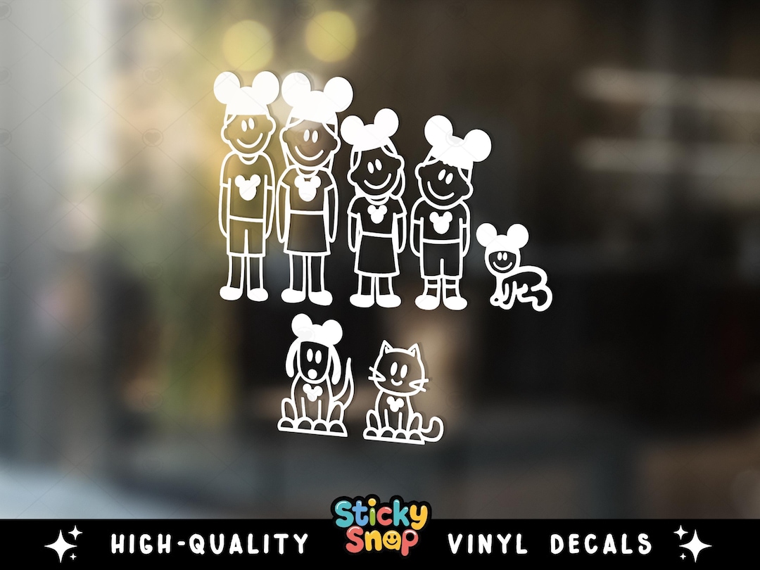 Mouse Ears Stick Figure Family, Custom Family Decal, Personalized Stick ...