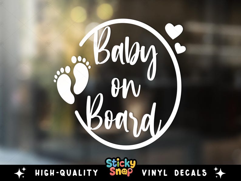 Baby on Board Vinyl Decal, Cute Baby Car Bumper Sticker, Vinyl Sticker ...