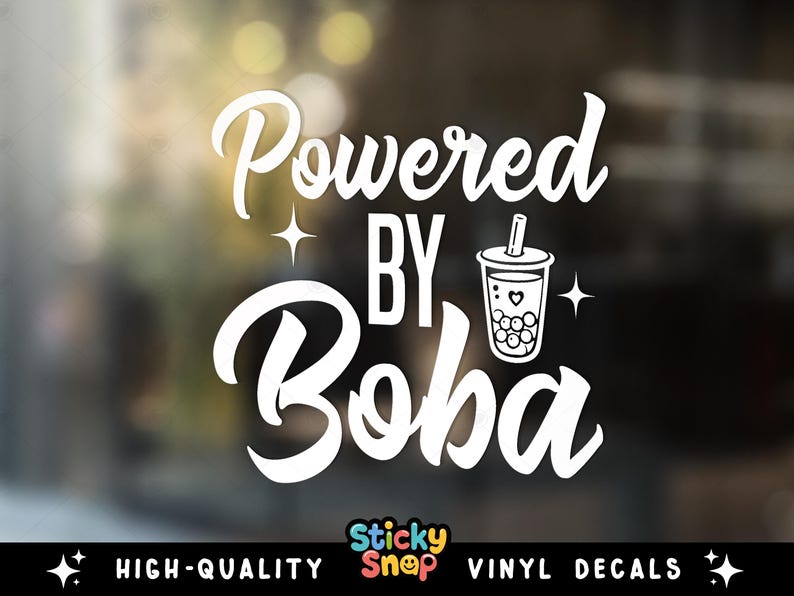 Powered by Boba Vinyl Decal, Cute Bubble Tea Car Sticker, Kawaii Milk ...